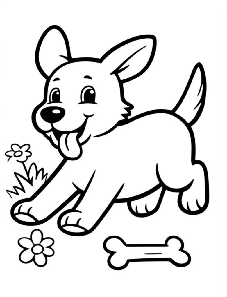 Playful Dog Running in Grassy Field coloring page | Free Printable ...