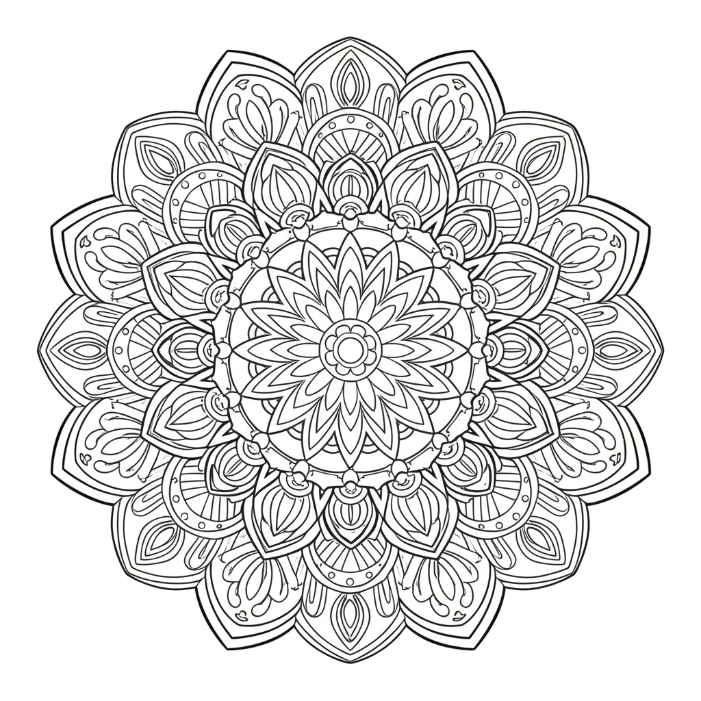 Intricate Symmetrical Mandala with Floral Motifs and Geometric Shapes ...