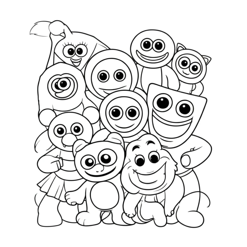 Rainbow Friends Black and White Line Art Coloring Page coloring page ...